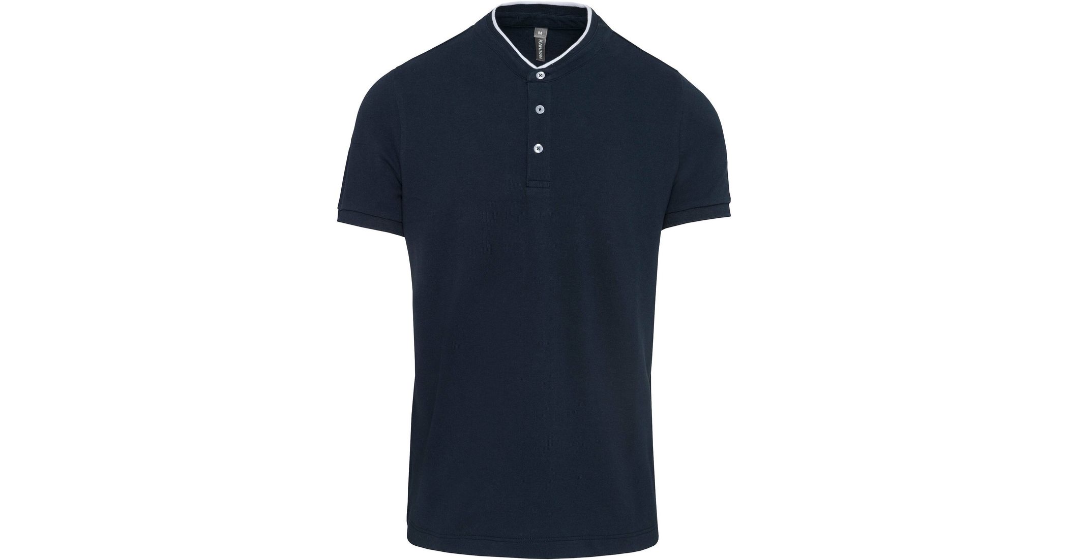 Polo col mao manches courtes homme KARIBAN k223 - Navy white
